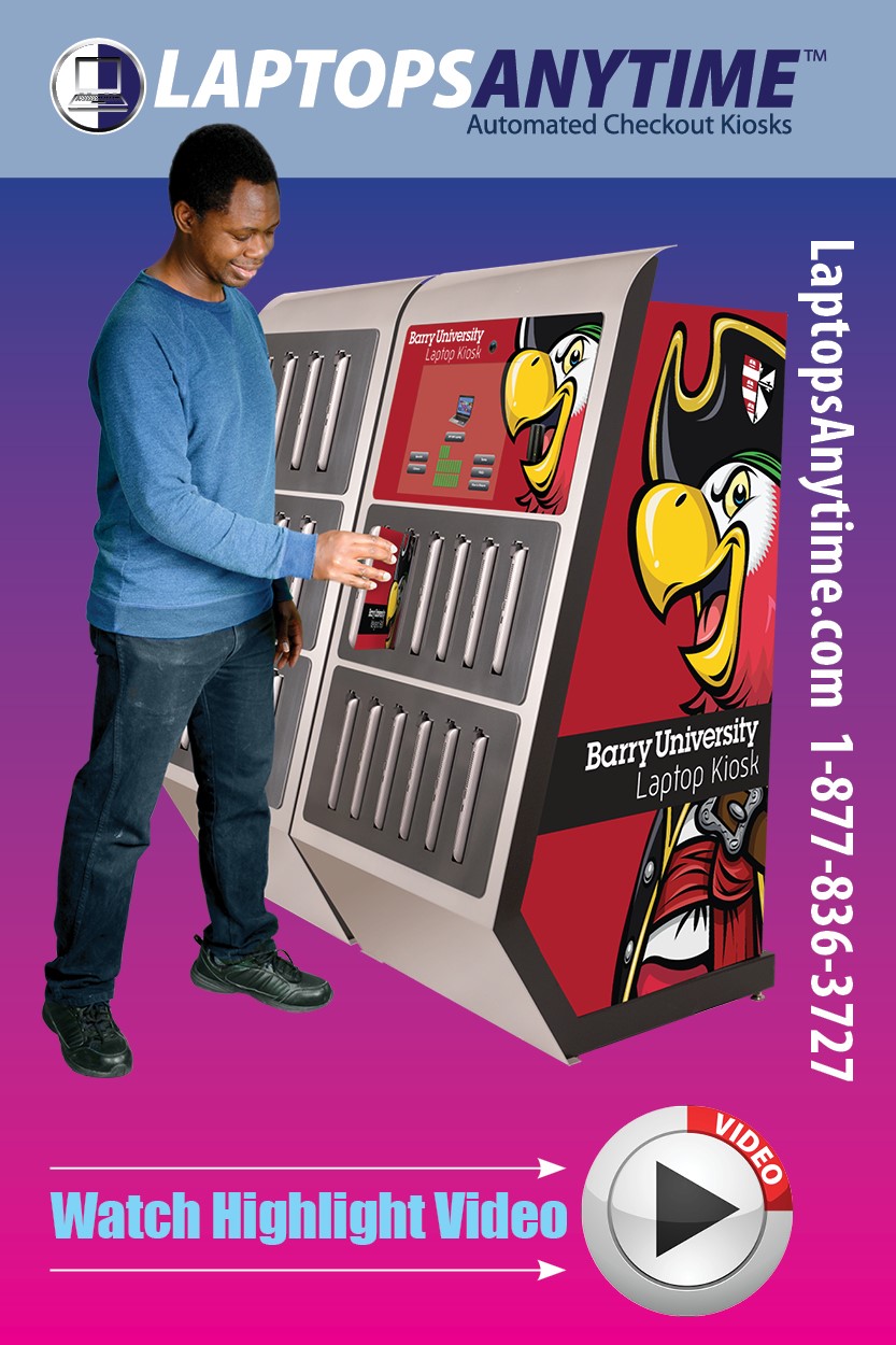100% Self-Service Automated Kiosk Checkout Laptops, Tablets, Power ...